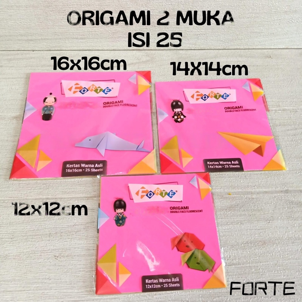 Jual KERTAS LIPAT ORIGAMI 12x12/ 14X14/ 16X16cm BOLAK BALIK FORTE ...