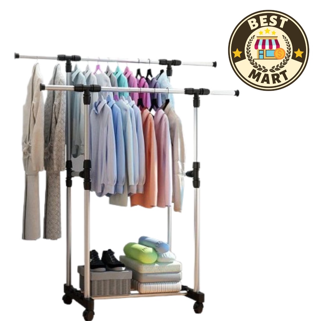 Jual Double Stand Hanger Dengan 4 Roda Rak Serbaguna | Shopee Indonesia
