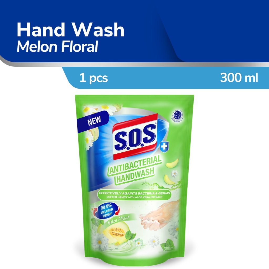 Jual SOS Hand Soap Sabun Cuci Tangan Melon 300 ML Refill [Exp : 07.2026 ...