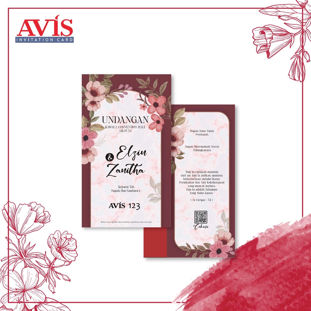 Jual Cetak Undangan Pernikahan Aesthetic Seri Avis 123 Desain Rustic ...