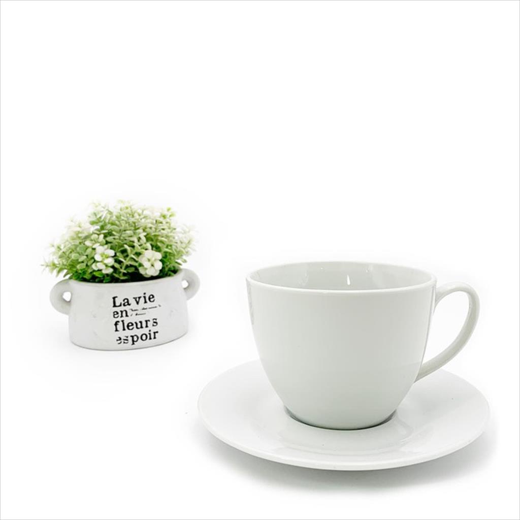 Jual Cangkir Porselen Set Tatakan Bulat 9,5 cm Putih 300 ml Gelas Mug ...