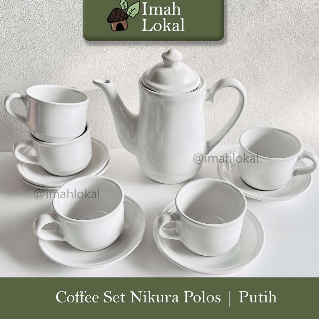 Jual Tea set Nikura | Teko Set Keramik Nikura Polos | Teko Tutup | 5 ...
