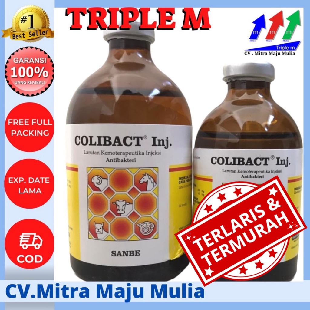 Jual Colibact injeksi 50ml 100 ml Obat Antibiotik Hewan Diare Batuk ...
