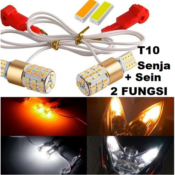 Jual Lampu LED T10 2 FUNGSI WARNA 54 mata 2in1 titik senja sein sen ...