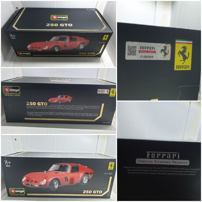 Jual RWF diecast bburago original series ferrari 250 gto skala 18 ...