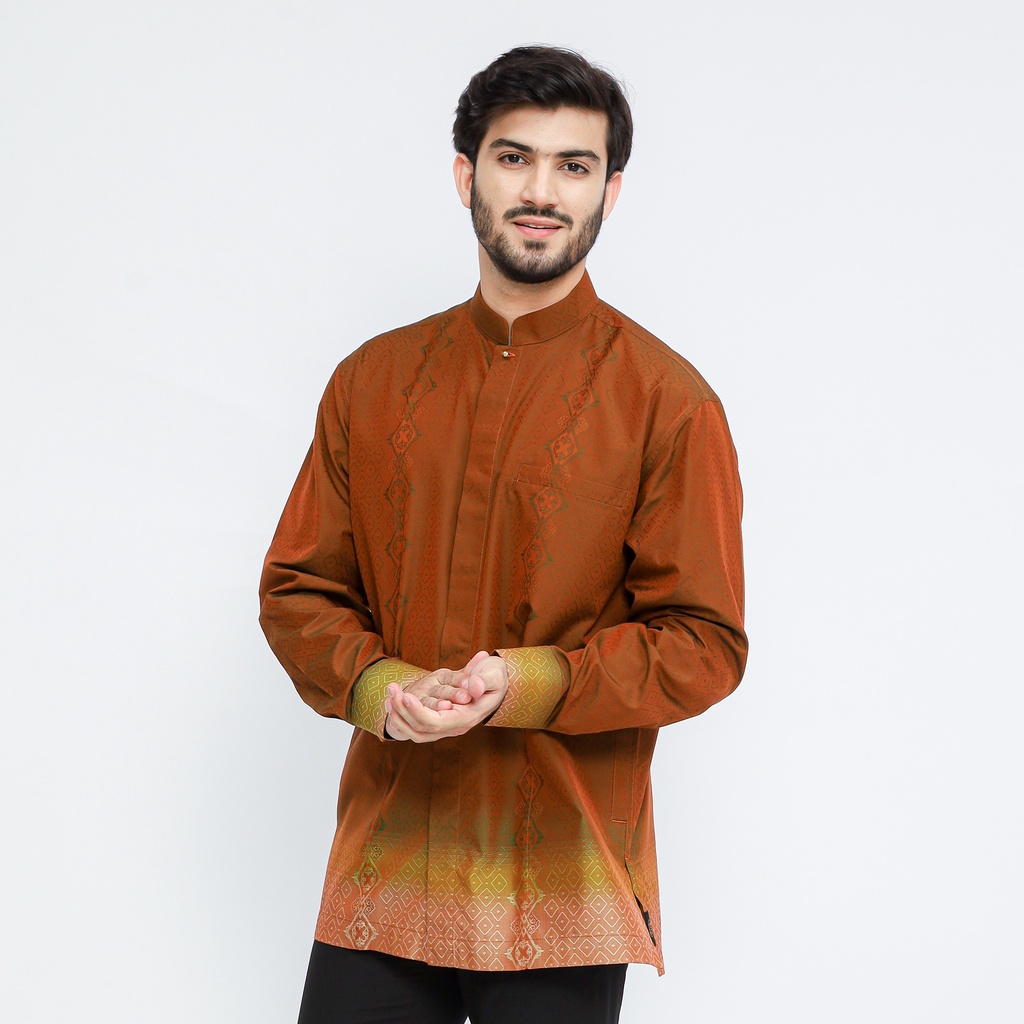Jual Baju Koko Muslim BHS Masterpiece Coklat Hijau | Shopee Indonesia