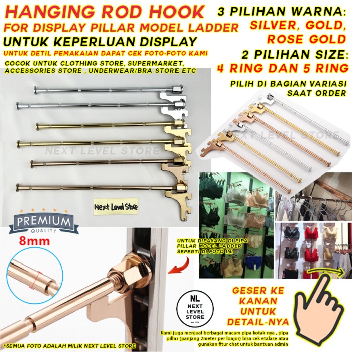 Jual Hanger Hanging Rod Hook Cantolan Baju Bra Underwear Pillar Ladder ...