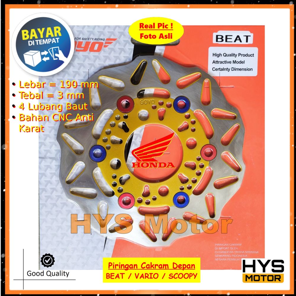 Jual HYS Piringan Cakram Rem Depan Disc Brake Honda Beat / Beat FI ...