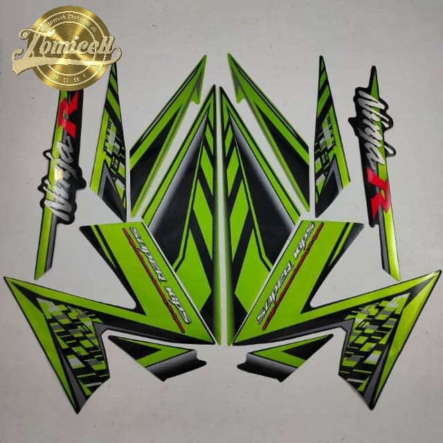 Jual striping kawasaki ninja r 2014 hijau stiker list body motor ...