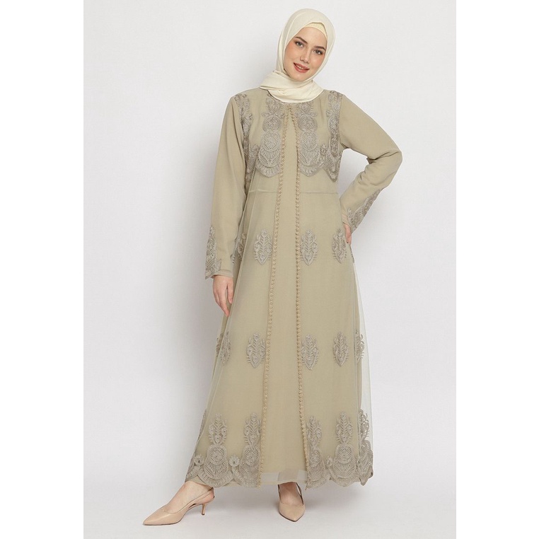Jual Gamis Wanita Premium Series Mix Border Khalisa Sage Green Terbaru ...
