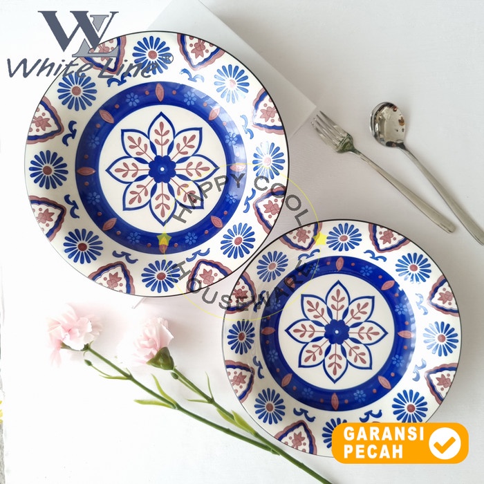 Jual WHITE LINE 1pcs OKINAWA Blue Dinner Plate 9,25in Piring Makan ...