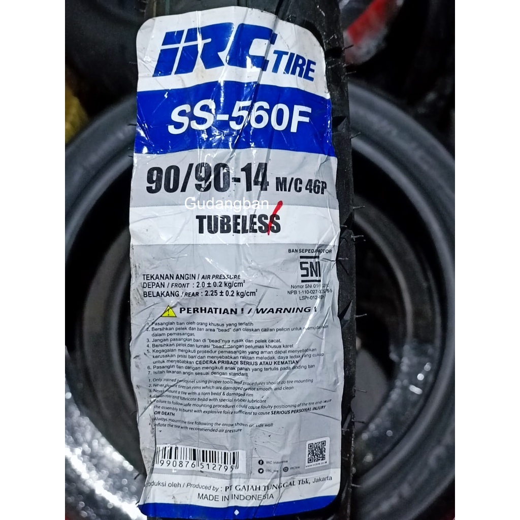 Jual ( SS-560 F ) IRC SS 560 (FRONT) !!! 90 / 90 - 14 Ban luar Motor ...