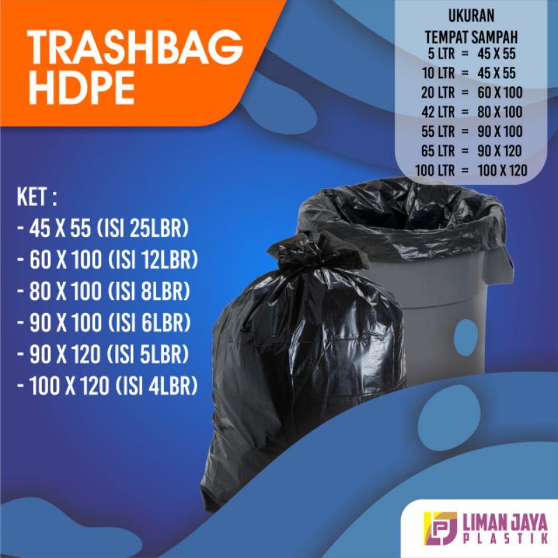 Jual Trash bag Kantong Sampah Hitam Uk.40x60|45x55|50x75|60x100|80x100|90x100|90x120|100x120 ...