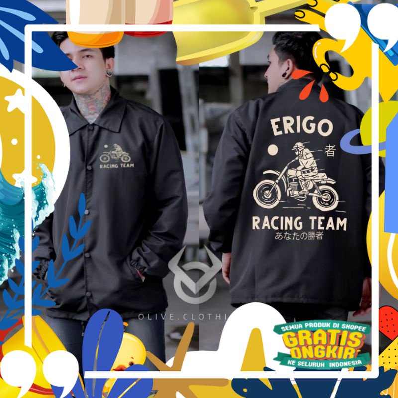 Jual jaket coach erigo pria naga hitam japan/ merah putih biru polos ...