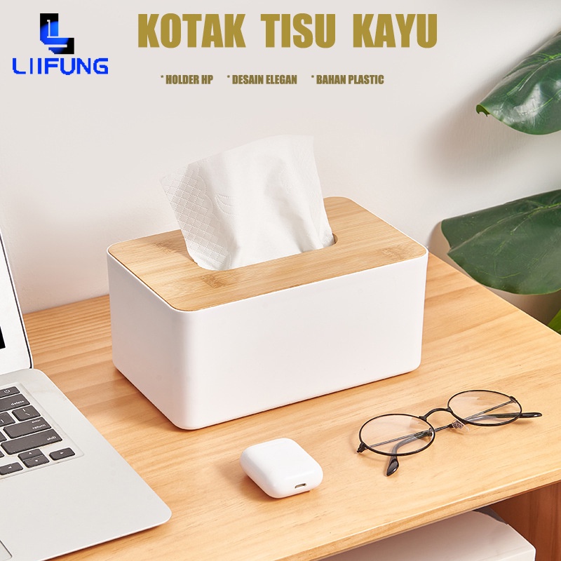 Jual Kotak Tisu Tissue Box Elegan dengan Tutup Kayu Multifungsi Model ...