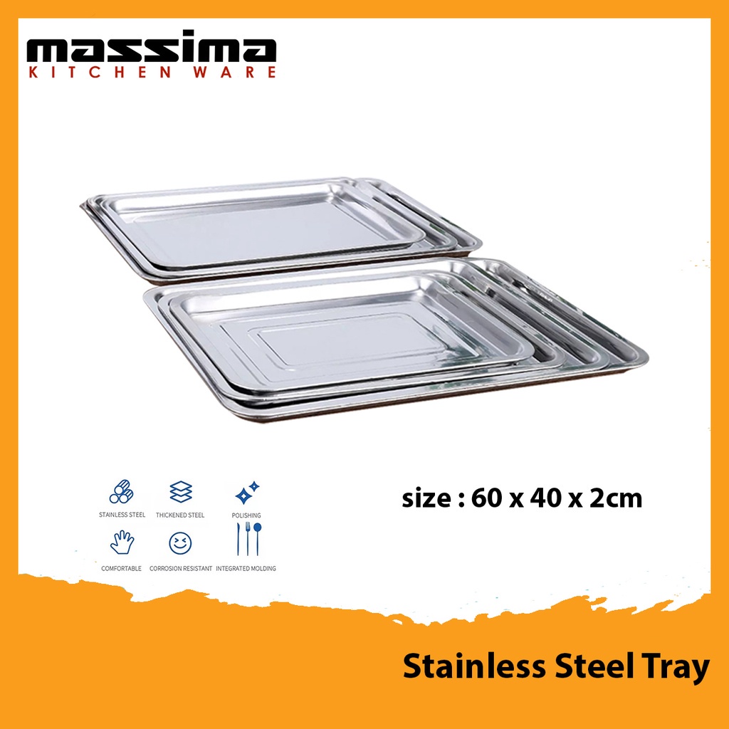 Jual Massima Stainless Tray Nampan Persegi Serving Tray 60 x 40 x 2cm ...