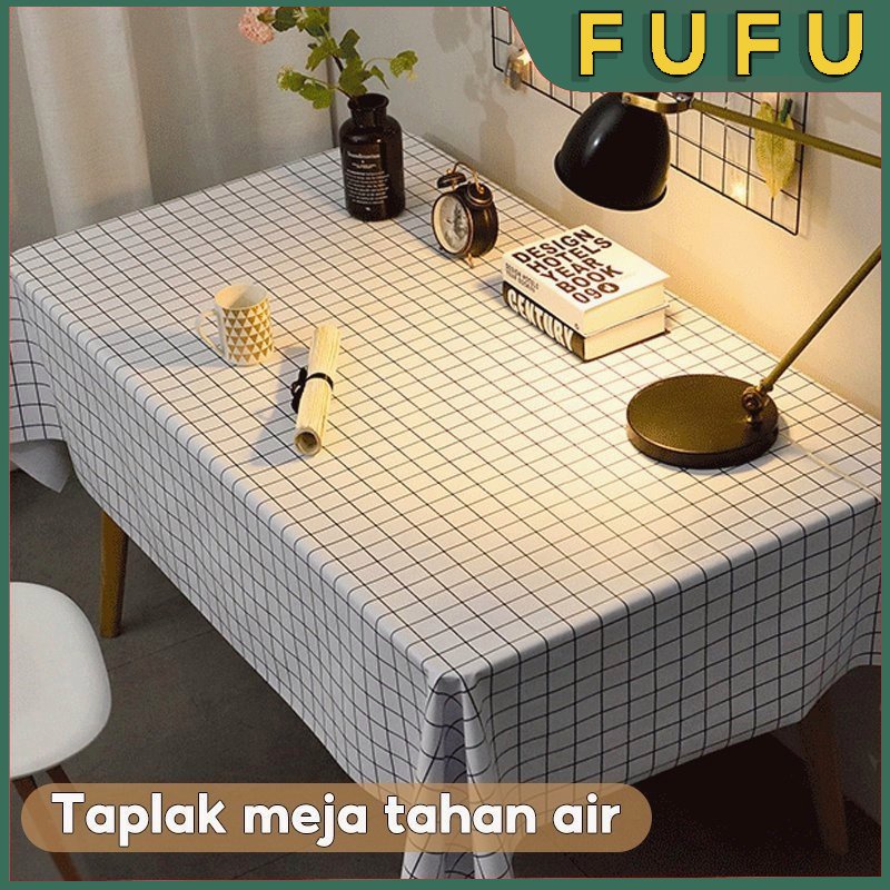 Jual FUFU Taplak meja / Bahan PEVA tahan air / Desain pola kotak-kotak ...