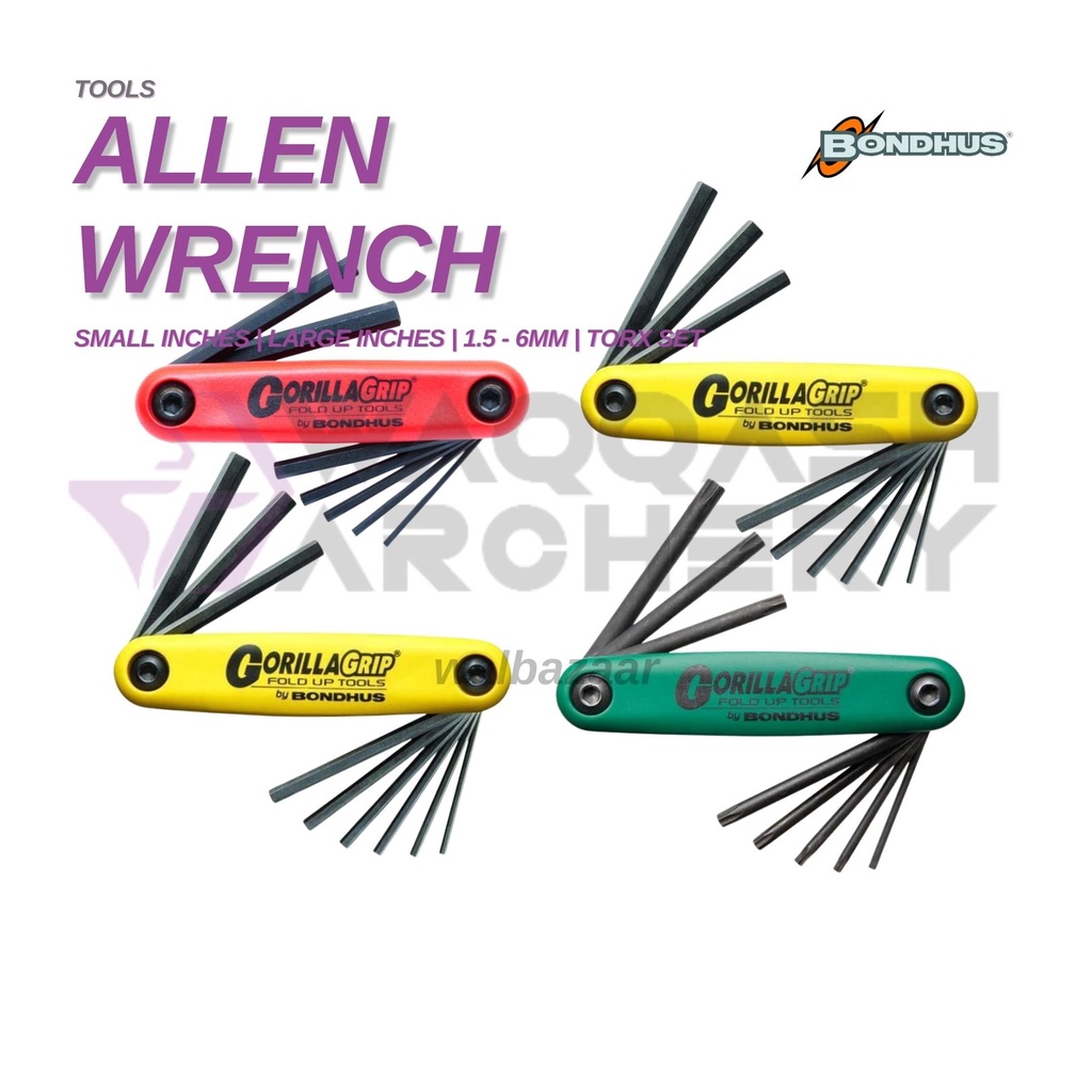 Jual BONDHUS GORILLA GRIP ALLEN WRENCH Torx Fold Kunci L Hex Lipat ...