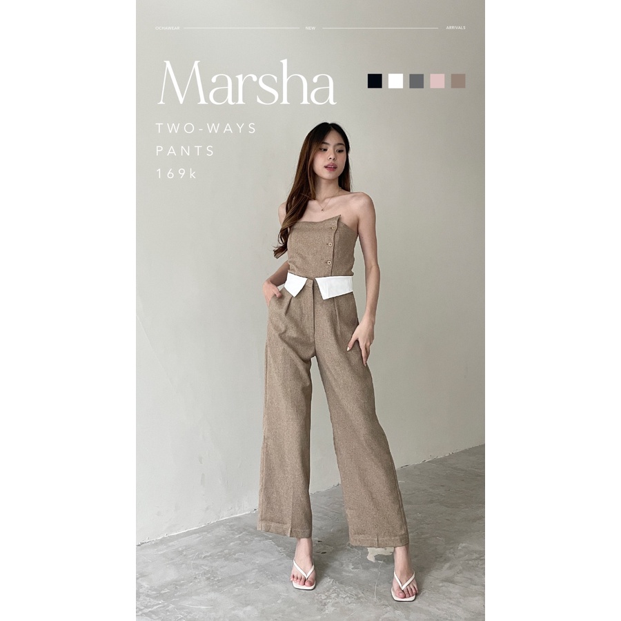 Jual Marsha Two Ways Pants - Ocha Wear High Waist Cullote with Collar ...