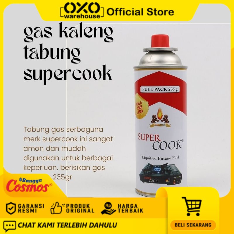 Jual Gas Cartridge Super Cook 235 gr/Gas Portable/Gas Kaleng Super Cook 235 gr | Shopee Indonesia