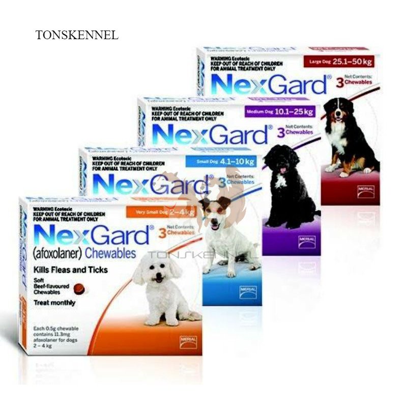 Jual Obat Kutu Anjing Nexgard 2-4KG 4-10KG 10-25KG Dog Flea Tick Chewable Luka Demodex Kulit ...
