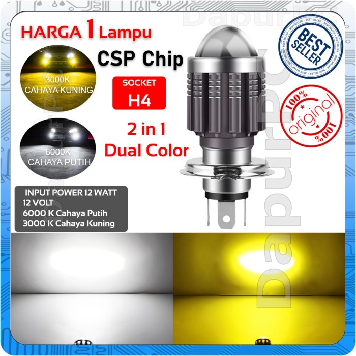 Jual Lampu Motor LED H4 Headlamp Hi-Lo Beam 2 in 1 Light CSP Chip | Shopee Indonesia