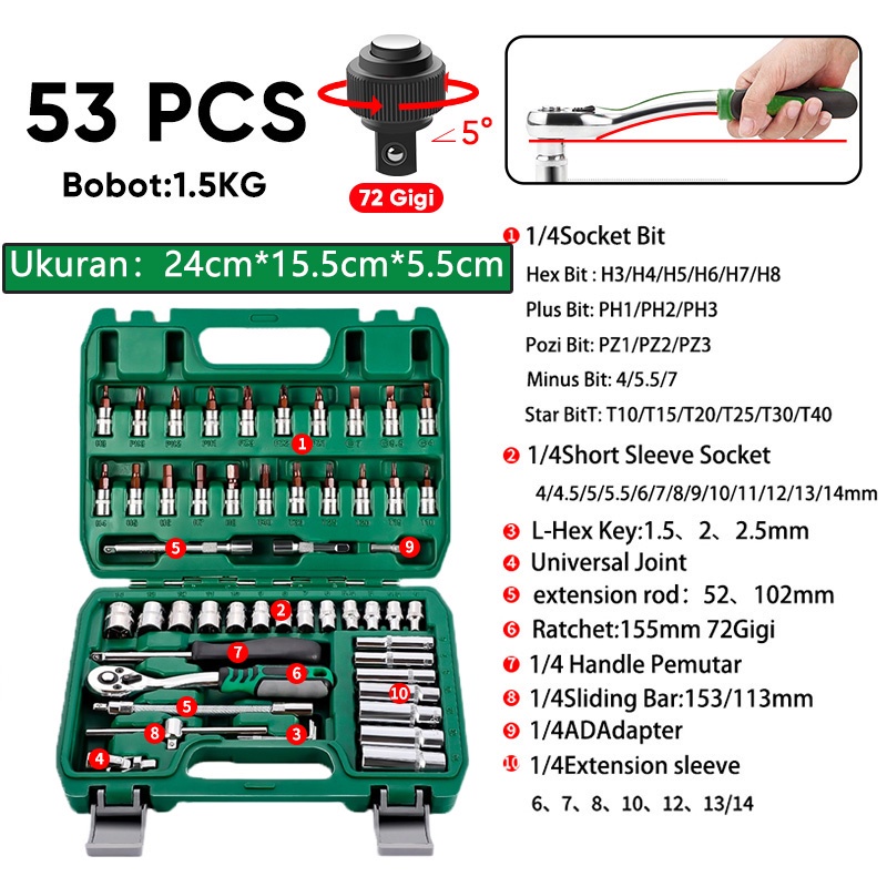 Jual Isku Kunci Sok Set 53pcs Kunci Shock Set Lengkap Kunci Mata Sok 53 ...