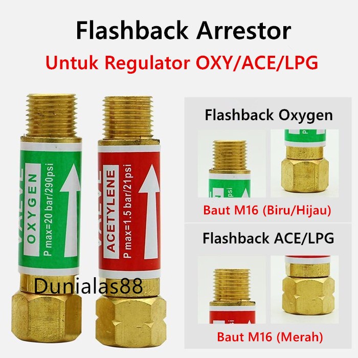 Jual Flashback Arrestor Regualtor Oxy Ace LPG Flash Back Oxygen Acetylene | Shopee Indonesia