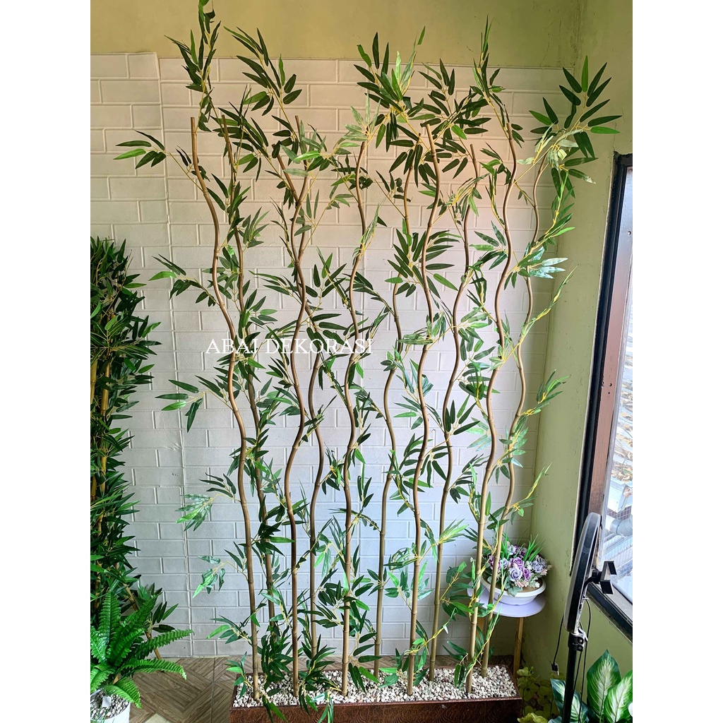 Jual Partisi Bambu Ulir 200 cm Bambu cendani artificial bambu kuning ...