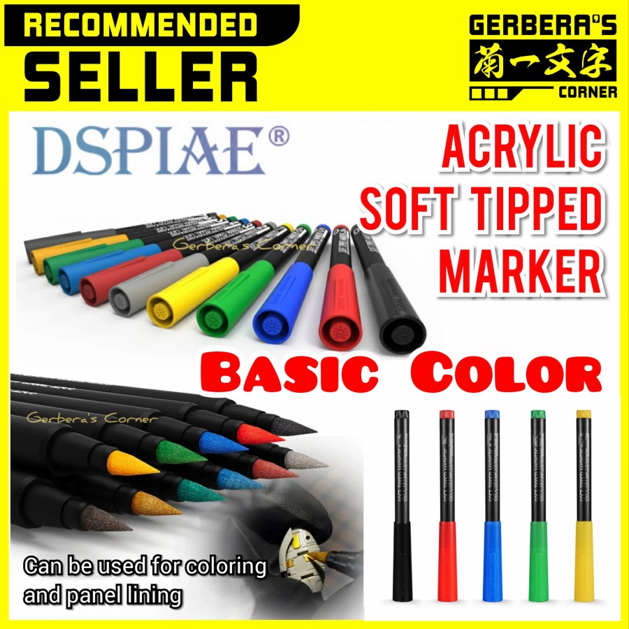 Jual DSPIAE Soft Tipped Marker Acrylic Basic Color Panel Lining Marker ...
