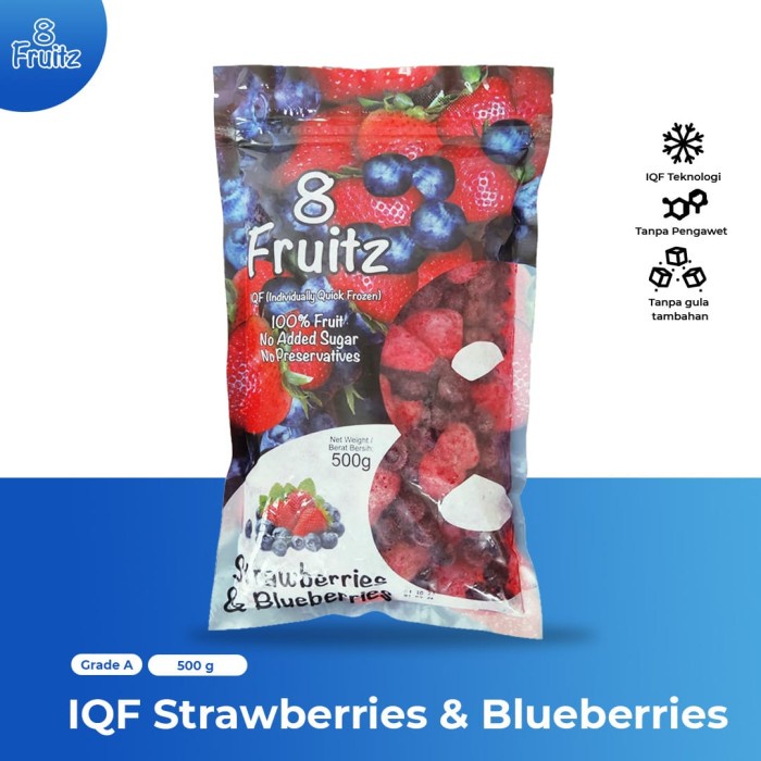 Jual 8 Fruitz IQF Frozen Strawberry Blueberries 500 gram | Shopee Indonesia