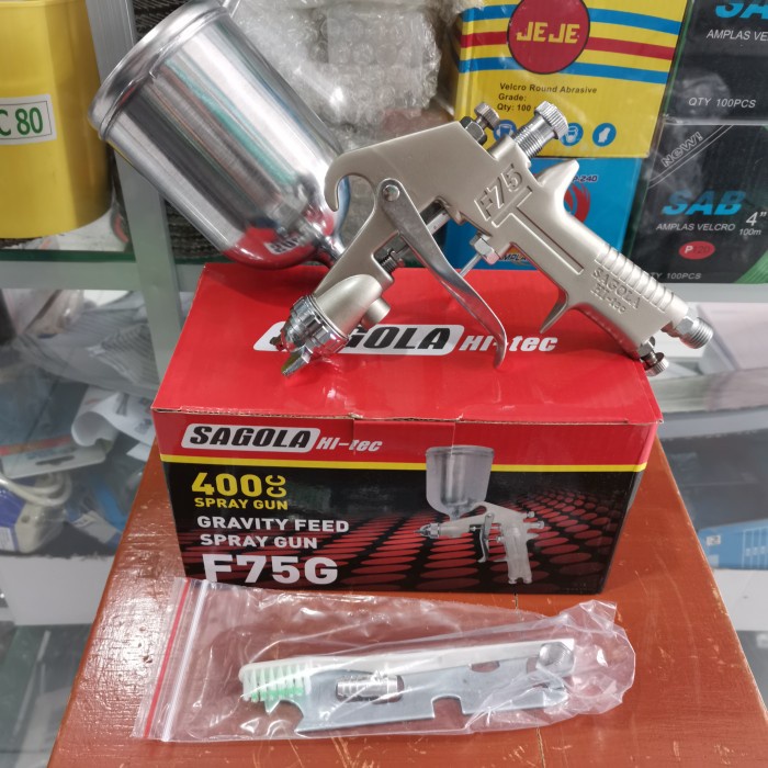 Jual SPRAY GUN SAGOLA F75 TABUNG ATAS SPET CAT KOMPRESOR F 75 HITEC SPRAY G | Shopee Indonesia