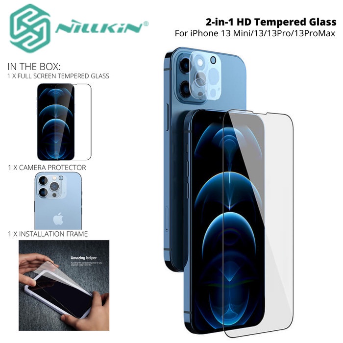 Jual Nillkin 2in1 HD Tempered Glass + Camera Lens iPhone 13 Pro Max Mini | Shopee Indonesia