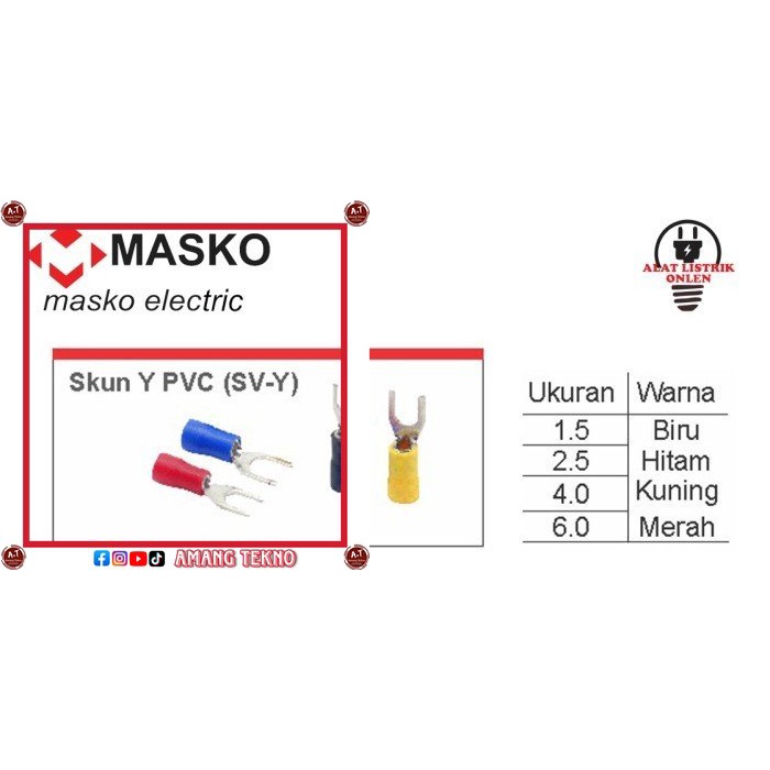 Jual SKUN KABEL GARPU Y WARNA SV4 SV 4 MASKO SEKUN SCUN LUG PVC - Biru TERMURAH | Shopee Indonesia