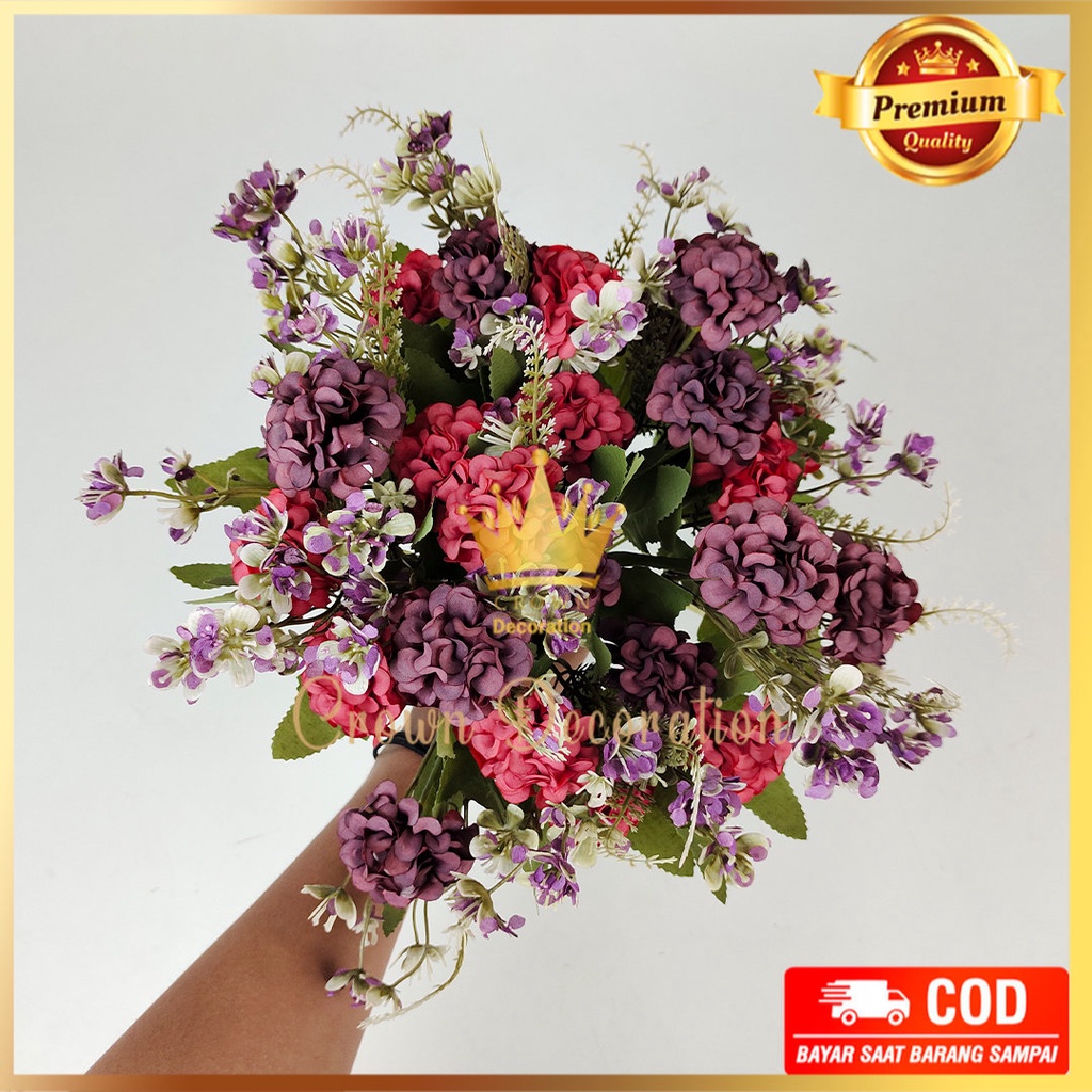 Jual Bunga Pom - Pom Panca Warna Cabang 6 Bunga Anyelir Mini Hydrangea ...