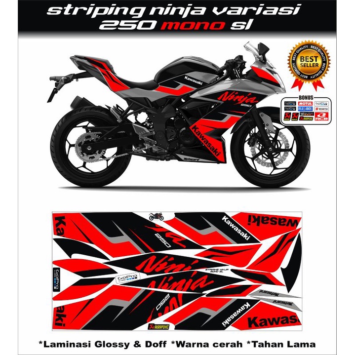 Jual STRIPING MOTOR KAWASAKI NINJA 250 MONO SL / STIKER VARIASI LIST ...