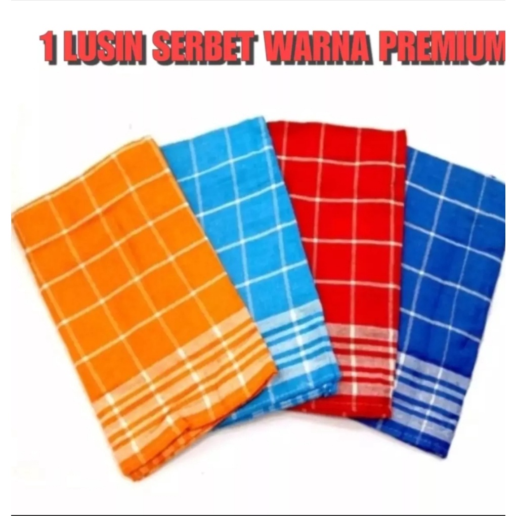 Jual Kain Serbet Lap Tangan Warna isi 12 Pcs Atau Serbet Dapur 1 Lusin ...