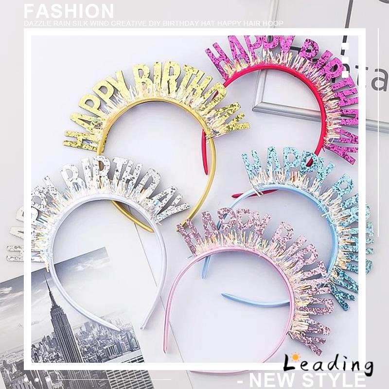 Jual Bando Ulang Tahun Warna-warni Gaya Kreatif DIY Selamat Hairband ...