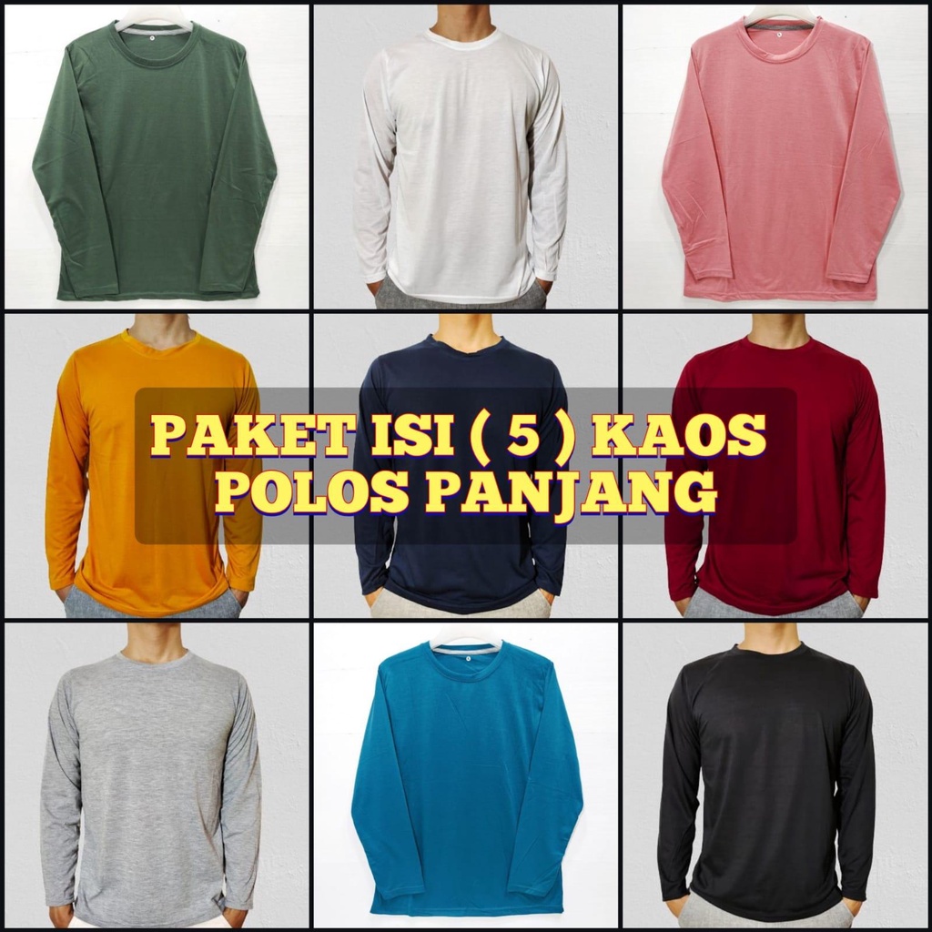 Jual PAKET ( ISI 5 ) KAOS POLOS LENGAN PANJANG | Shopee Indonesia Jual PAKET ( ISI 5 ) KAOS POLOS LENGAN PANJANG | Shopee Indonesia