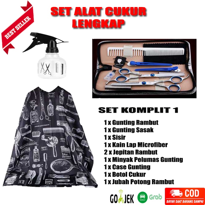 Jual COD Set Alat Cukur Rambut Lengkap Gunting Rambut Sasak Salon Profesional Barbershop Paket ...