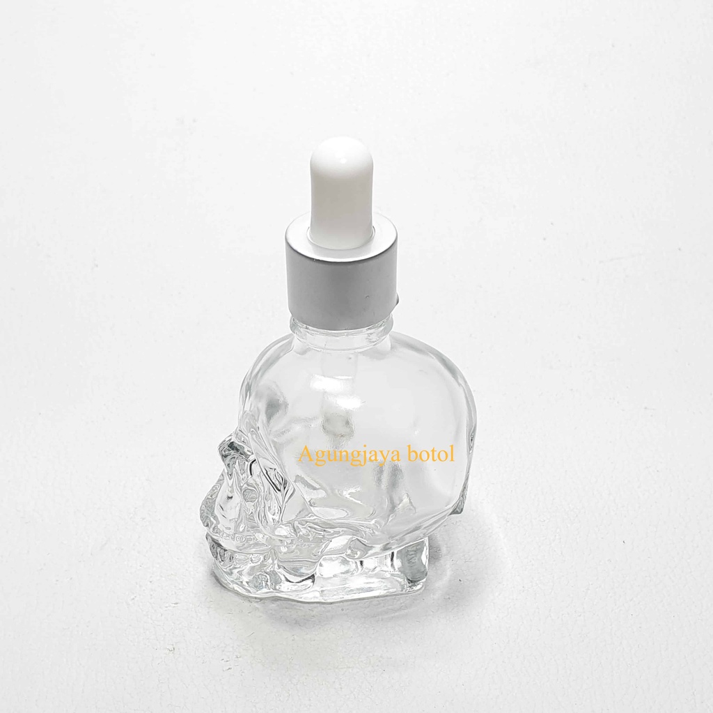 Jual Botol Kaca 30 ml Skull Tengkorak Clear Original Pipet Karet ...