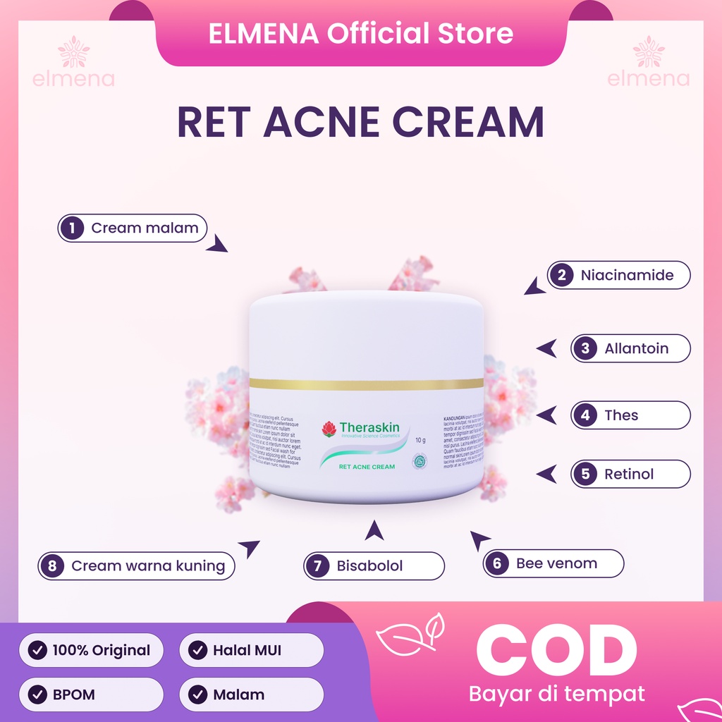 Jual Night Cream Theraskin Ret Acne Cream Mencerahkan Kulit Aman Untuk ...