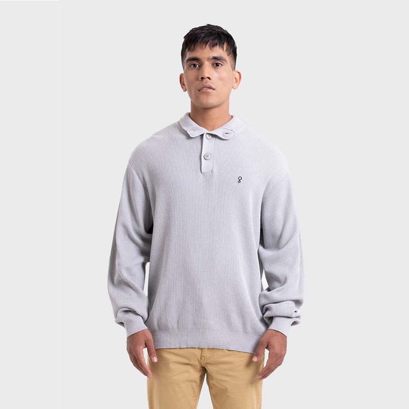 Jual Greenlight Sweater Rajut Pria Stand Collar Half Zip Knitwear Outer ...