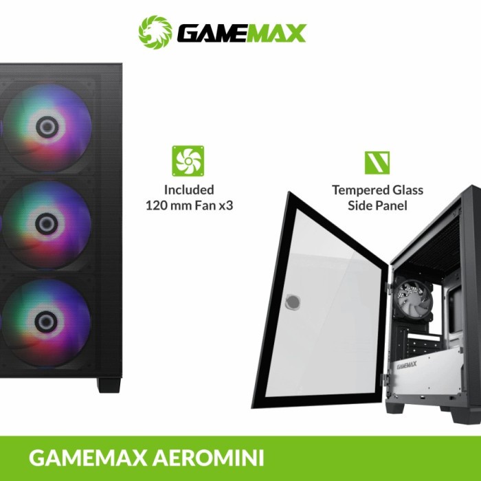 Jual GAMEMAX Aero Mini PC Gaming Micro ATX/Casing Komputer Aero Mini ...