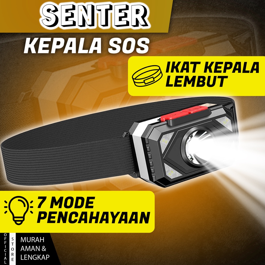 Jual Senter Kepala Super Terang Headlamp Kerja LED 7 Mode SOS | Shopee ...