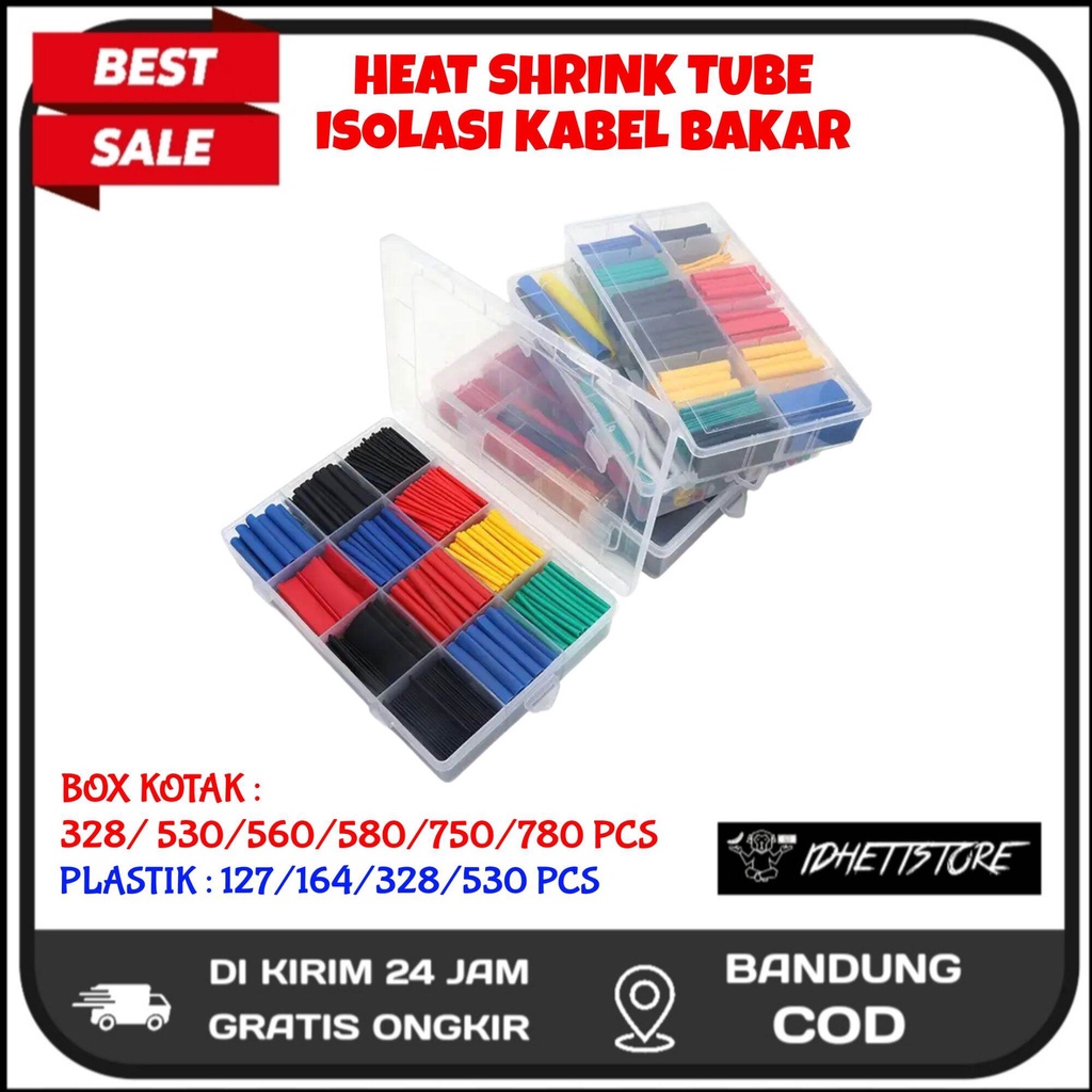 Jual Heat Shrink Tube Isolasi Bakar Kabel Selang Bakar Warna Warni ...