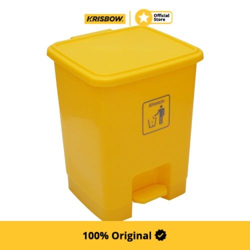 Jual Krisbow 15 Ltr Tempat Sampah Outdoor Pedal Plastik - Kuning | Shopee Indonesia
