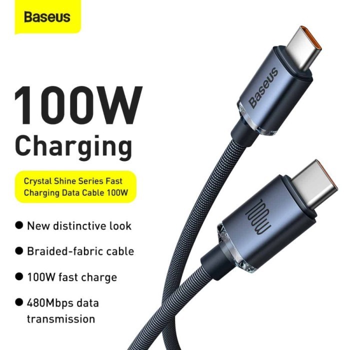 Jual [ BASEUS ] Kabel Crystal Shine Series Type-C to Type-C 100W 1.2M ...