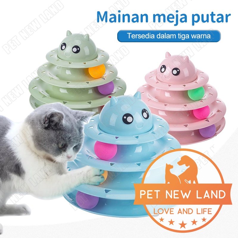 Jual Mainan Bola Kucing Tingkat Mainan 3 Tingkat Bola Kucing Interaktif ...