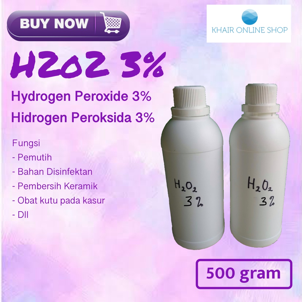 Jual 500 gram h2o2 murni 3% kemasan botol - hydrogenperoxide ...